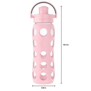 Lifefactory 22-Ounce Glass Water Bottle with Active Flip Cap and Protective Silicone Sleeve, Desert Rose