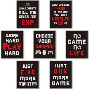 zonon 7 pieces gaming art prints gaming posters for gamer room decor, video game gamer wall decor for men boys kids playroom bedroom home decoration man cave, unframed (black and white)