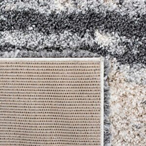 SAFAVIEH Fontana Shag Collection 9' x 12' Grey/Ivory FNT853G Modern Non-Shedding Living Room Bedroom Dining Room Entryway Plush 2-inch Thick Area Rug