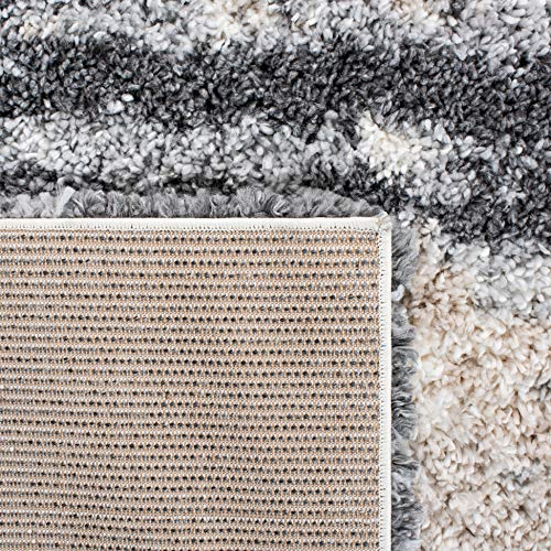 SAFAVIEH Fontana Shag Collection 9' x 12' Grey/Ivory FNT853G Modern Non-Shedding Living Room Bedroom Dining Room Entryway Plush 2-inch Thick Area Rug