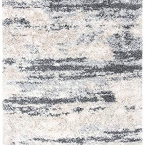 SAFAVIEH Fontana Shag Collection 9' x 12' Grey/Ivory FNT853G Modern Non-Shedding Living Room Bedroom Dining Room Entryway Plush 2-inch Thick Area Rug