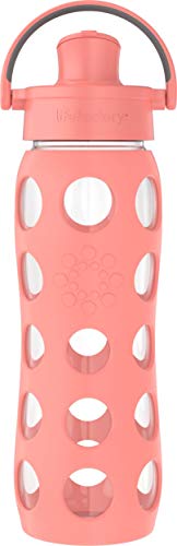 Lifefactory 22-Ounce Glass Water Bottle with Active Flip Cap and Protective Silicone Sleeve, Cantaloupe