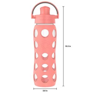 Lifefactory 22-Ounce Glass Water Bottle with Active Flip Cap and Protective Silicone Sleeve, Cantaloupe