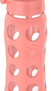 Lifefactory 22-Ounce Glass Water Bottle with Active Flip Cap and Protective Silicone Sleeve, Cantaloupe