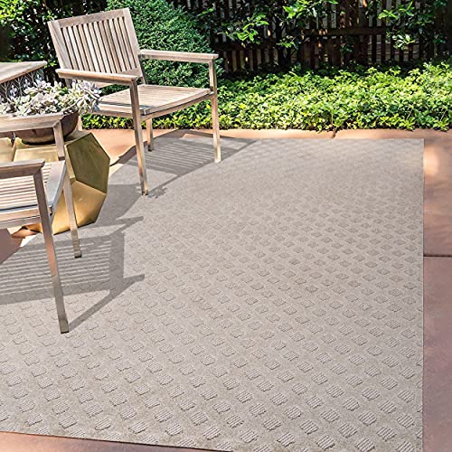 JONATHAN Y SBH101A-4 Rabat High-Low Pile Mini-Diamond Trellis Indoor Outdoor Area-Rug Bohemian Easy-Cleaning High Traffic Bedroom Kitchen Backyard Patio Porch Non Shedding, 4 ft x 6 ft, Beige