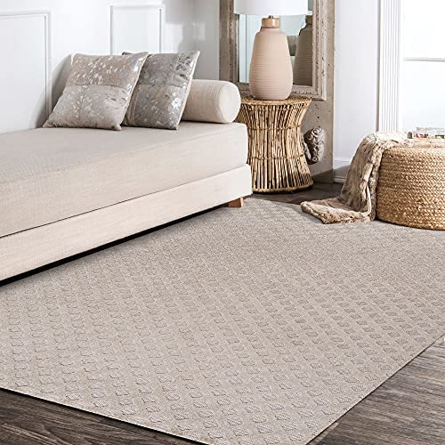 JONATHAN Y SBH101A-4 Rabat High-Low Pile Mini-Diamond Trellis Indoor Outdoor Area-Rug Bohemian Easy-Cleaning High Traffic Bedroom Kitchen Backyard Patio Porch Non Shedding, 4 ft x 6 ft, Beige