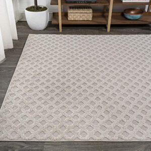 JONATHAN Y SBH101A-4 Rabat High-Low Pile Mini-Diamond Trellis Indoor Outdoor Area-Rug Bohemian Easy-Cleaning High Traffic Bedroom Kitchen Backyard Patio Porch Non Shedding, 4 ft x 6 ft, Beige