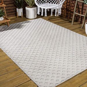 JONATHAN Y SBH101A-4 Rabat High-Low Pile Mini-Diamond Trellis Indoor Outdoor Area-Rug Bohemian Easy-Cleaning High Traffic Bedroom Kitchen Backyard Patio Porch Non Shedding, 4 ft x 6 ft, Beige