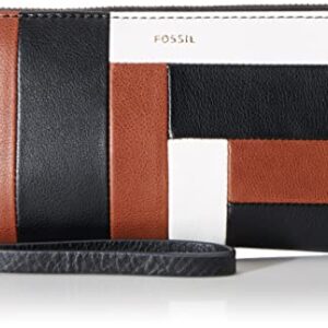 Fossil Women's Jori Leather Zip Around Wallet Wallet, Neutral Patchwork