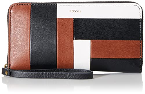 Fossil Women's Jori Leather Zip Around Wallet Wallet, Neutral Patchwork