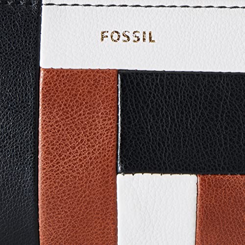 Fossil Women's Jori Leather Zip Around Wallet Wallet, Neutral Patchwork