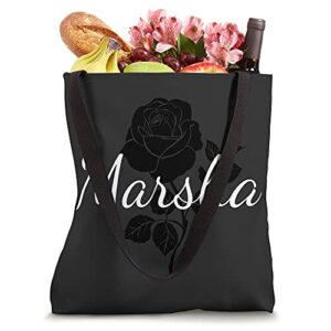 Marsha - Custom Black Rose Gray Floral Personalized Tote Bag