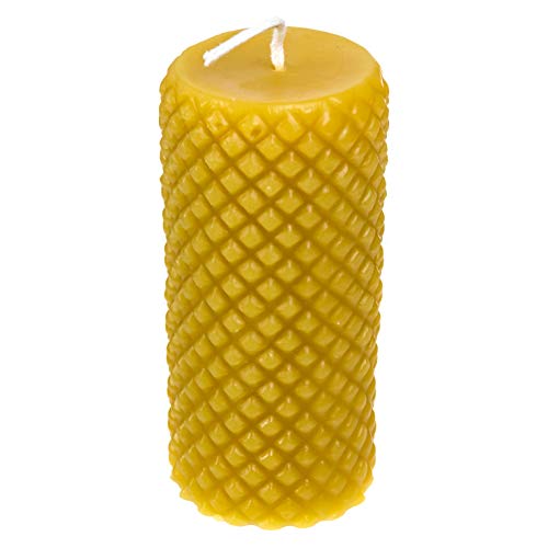 Alternative Imagination 100% Pure Beeswax Diamond Pillar Candles (2x4 Inch), 3 Pack, 20 Hour Burn Time, Hand-Poured, Made in USA (Yellow)