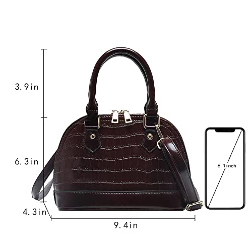 Zip Around Dome Patent Leather Satchel Mini Top Handle Tote Bag Shell Shape Purse Handbags