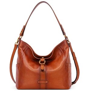 cluci handbags purse for women tote hobo bags genuine leather designer large ladies vintage shoulder bags two-toned brown