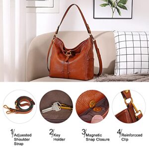 CLUCI Handbags Purse for Women Tote Hobo Bags Genuine Leather Designer Large Ladies Vintage Shoulder Bags Two-toned Brown