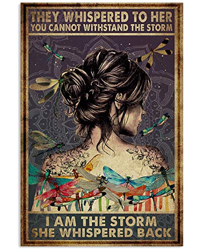 Coupletxx Store Yoga Storm Dragonfly Vertical Poster They Whispered to her You Can't Withstand The Storm she Whispered Back i am The Storm Vertical Poster No Frame (24" x 36" (1"=2.5cm))