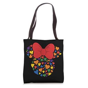 disney minnie mouse icon retro rainbow hearts tote bag