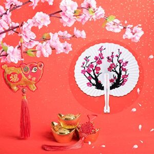 Chinese Japanese Cherry Blossom Hand Fans Paper Folding Fans for Wedding, Japanese Room Decor, Chinese Lunar New Year, Birthday Party, Baby Shower, Music Festival, Parade(20 Pcs)