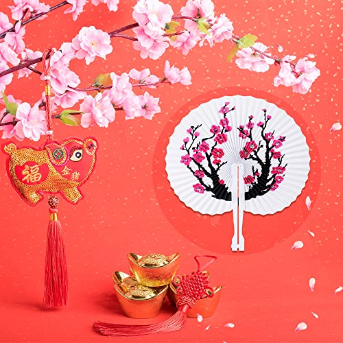 Chinese Japanese Cherry Blossom Hand Fans Paper Folding Fans for Wedding, Japanese Room Decor, Chinese Lunar New Year, Birthday Party, Baby Shower, Music Festival, Parade(20 Pcs)