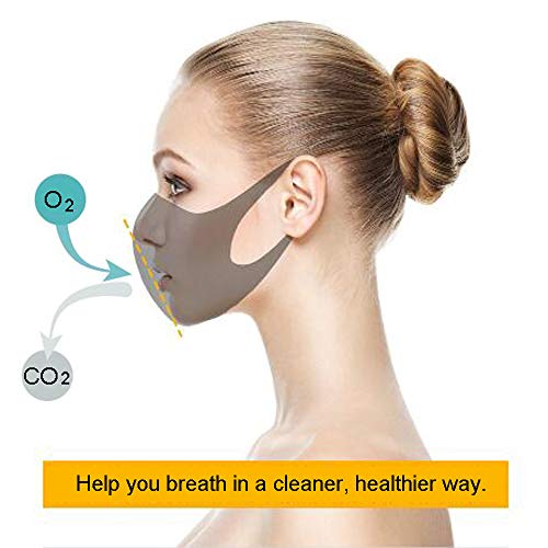 5 Pack Ice Cotton (synthon) Fashion Protective Mask, Unisex Dust Ice Cotton Shield, Reusable Single Layer Ice Cotton Fabric Comfortable Mask, Washable and Breathable(Black)