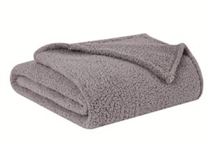 brooklyn loom – soft and luxurious marshmallow sherpa throw (50″ x 60″) – grey