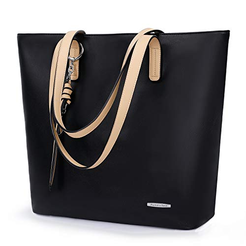 Soft Faux Leather Tote for Women with Large Zipper Compartment