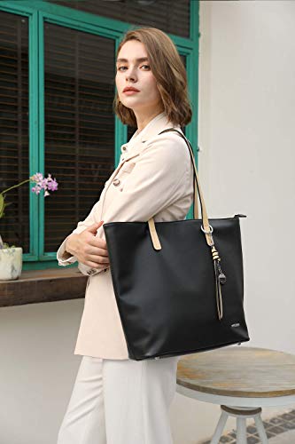 Soft Faux Leather Tote for Women with Large Zipper Compartment