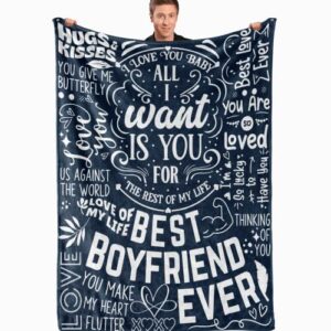 innobeta boyfriend blanket, boyfriend gifts, best boyfriend ever, love sayings flannel blanket for boyfriend, soft throw blanket for him, gay couple, bf, man, lovers – blue 50 x 65 inches