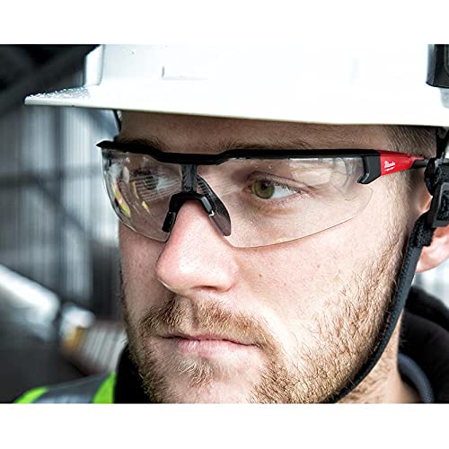 Milwaukee Anti-Scratch Safety Glasses Clear Lens Black/Red Frame - Case of: 1;