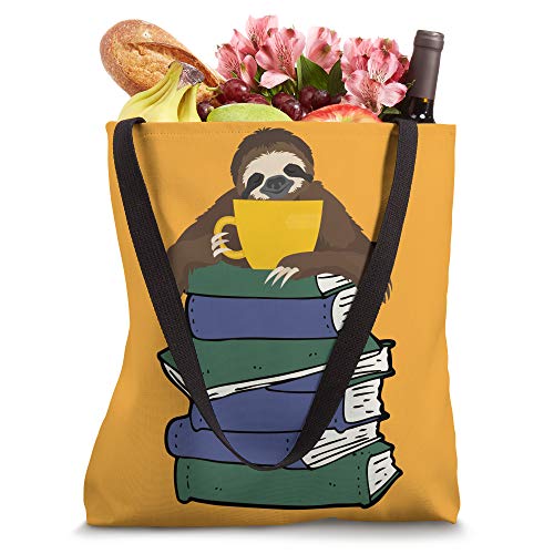 Sloth Reading Books and Coffee For Sloth Lover Tote Bag