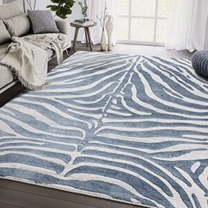 abani nova nov170a blue grey zebra print area rug 6′ x 9′