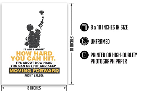 It Ain’t About How Hard You Can Hit - Rocky Balboa Quote - 8x10 Unframed Boxing Wall Decor Art Print On A White Background - Great Inspirational Gift For Boxers And Athletes