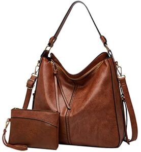 iblue hobo bags for women faux leather purses and handbags large hobo purse with tassel shoulder purse,#d1089 (brown)