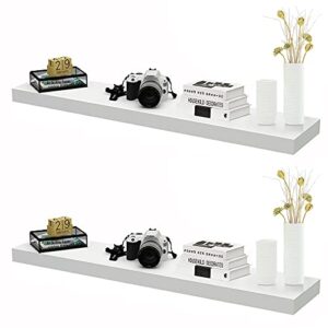 rank 9.25″ deep white floating shelves 2 pack, wall shelf display floating shelf, 48″ l