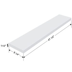 RANK 9.25" Deep White Floating Shelves 2 Pack, Wall Shelf Display Floating Shelf, 48" L