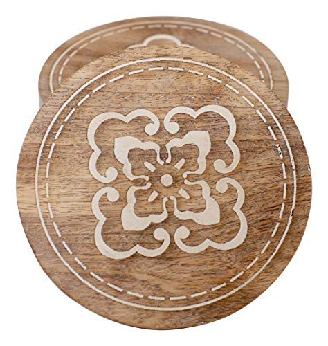 Boston Warehouse Scallop Etched Drink Coasters, Round