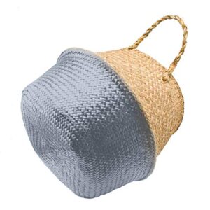 Mosichi Plant Baskets Indoor,Seagrass Weaving Foldable Home Storage Bucket Toy Sundries Clothes Plants Basket Primary Color XL