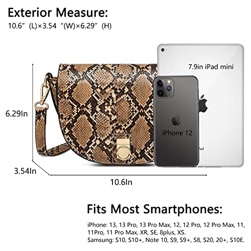 BOLOSTA Small Crossbody Bags for Women Medium Size Cell Phone Crossbody Purse for Women Crossbody Handbag Snakeskin Cellphone Pouch Clearance