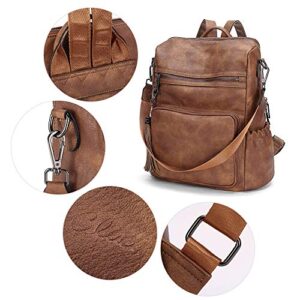 CLUCI Backpack Purse for Women Fashion Leather Designer Travel Large Ladies Shoulder Bags with Tassel Two-toned Brown