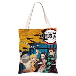 Anime Destruction Slayer Shoulder Bag Shopping Bag Girl Black Canvas Bag Storge One Shoulder Handbag Canvas Travel Bag Fans Bag