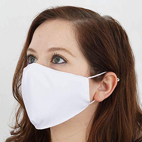 (5 Pack) Reusable and Washable Cotton 3 Layer Face Mask Adult - White