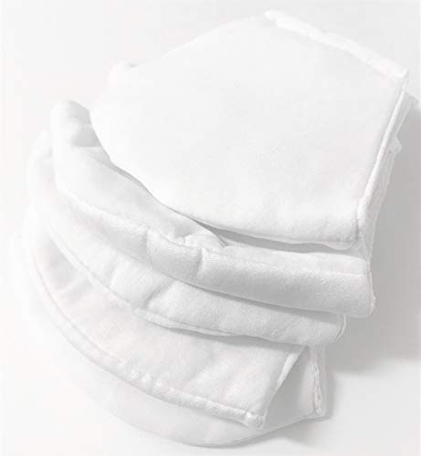 (5 Pack) Reusable and Washable Cotton 3 Layer Face Mask Adult - White