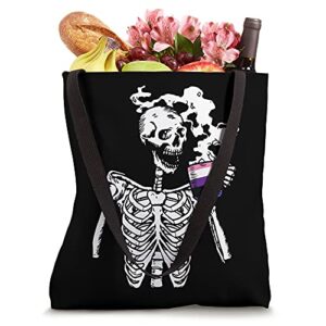 Skeleton Drinking Coffee Gender-fluid Pride Skull LGBTQ Ally Tote Bag