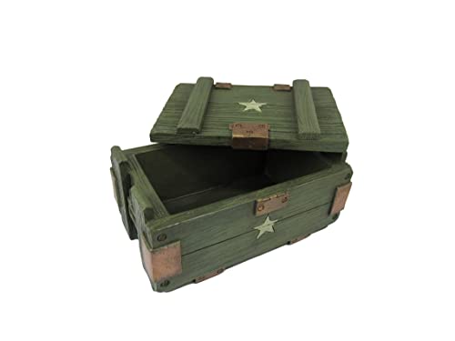 DWK Military Ammo Crate Trinket Box l Small Army Keepsake Chest 6" inches