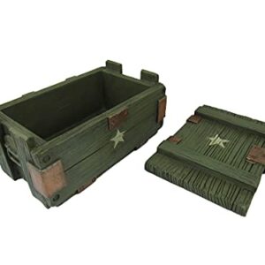 DWK Military Ammo Crate Trinket Box l Small Army Keepsake Chest 6" inches