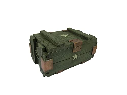 DWK Military Ammo Crate Trinket Box l Small Army Keepsake Chest 6" inches