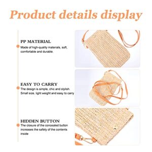 BESTOYARD Crossbody Tote Straw Woven Phone Bag Lip Stick Crossbody Bag Magnetic Button Shoulder Summer Beach Storage Pouch Handbag Crossbody Wallet