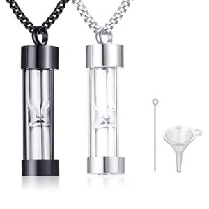 mprainbow stainless steel glass bottle hourglass cremation vial urn pendant charm necklace for ash memorial keepsake for men women pets