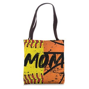 girls basketball softball funny mom tote bag